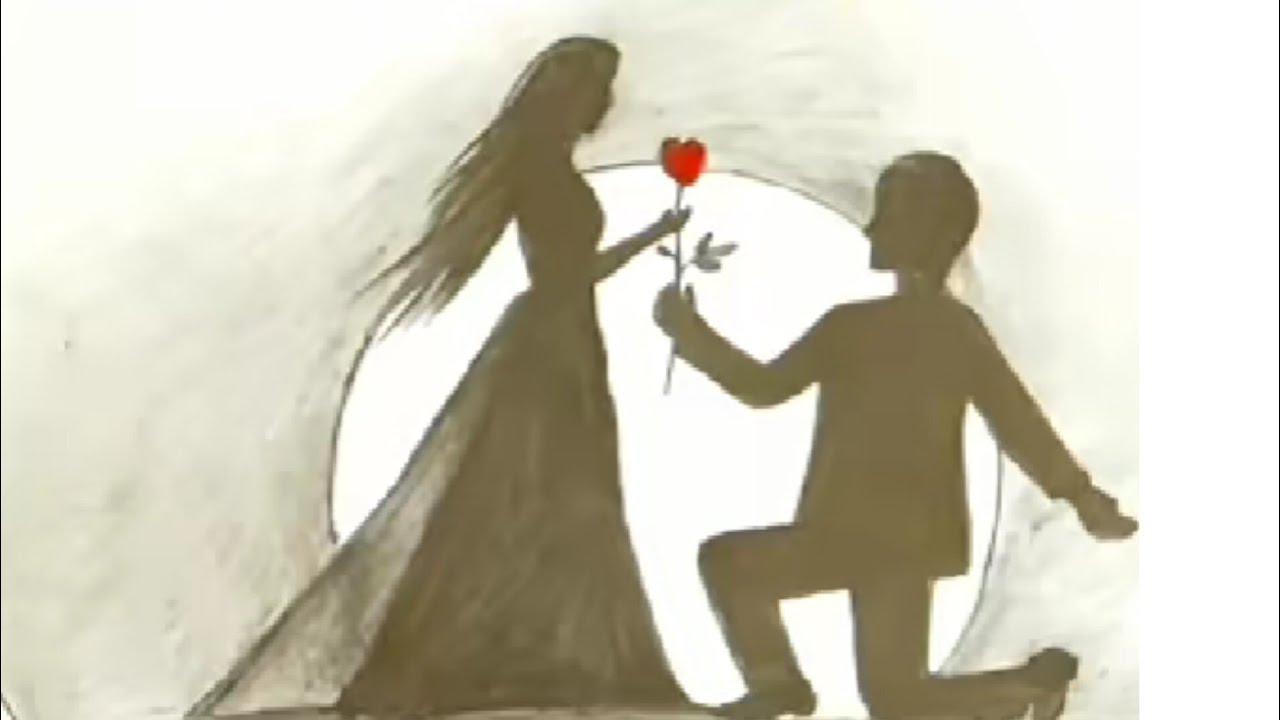 how to draw couple sketch/couple back side sketch/romantic couple ...