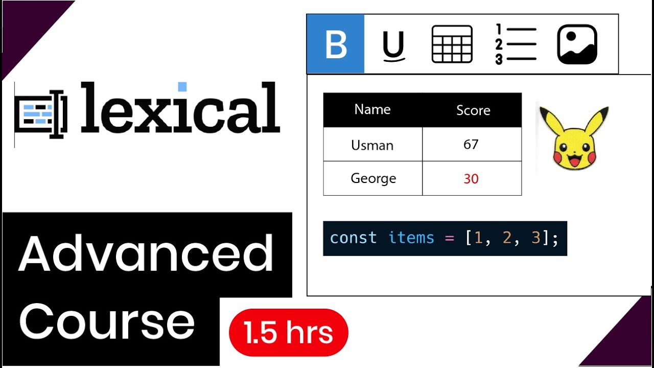 Lexical Advanced Tutorial - Tables, Code Blocks, Images, Colors, Lists ...