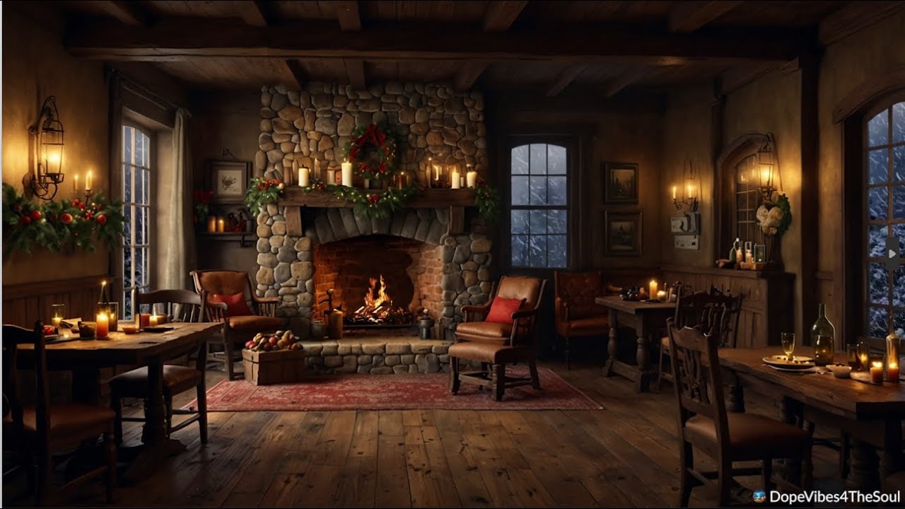 Winter Wonderland: Cozy Tavern Ambience With Snow And Crackling ...
