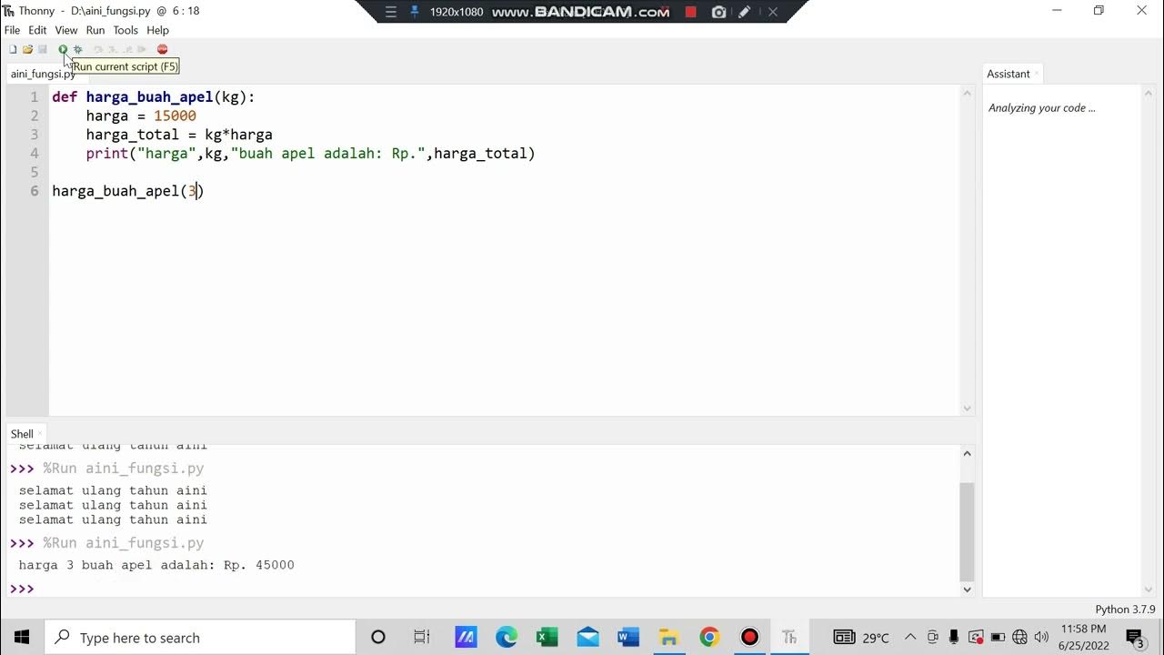 Python - fungsi sederhana, data siswa dengan input argument - YouTube