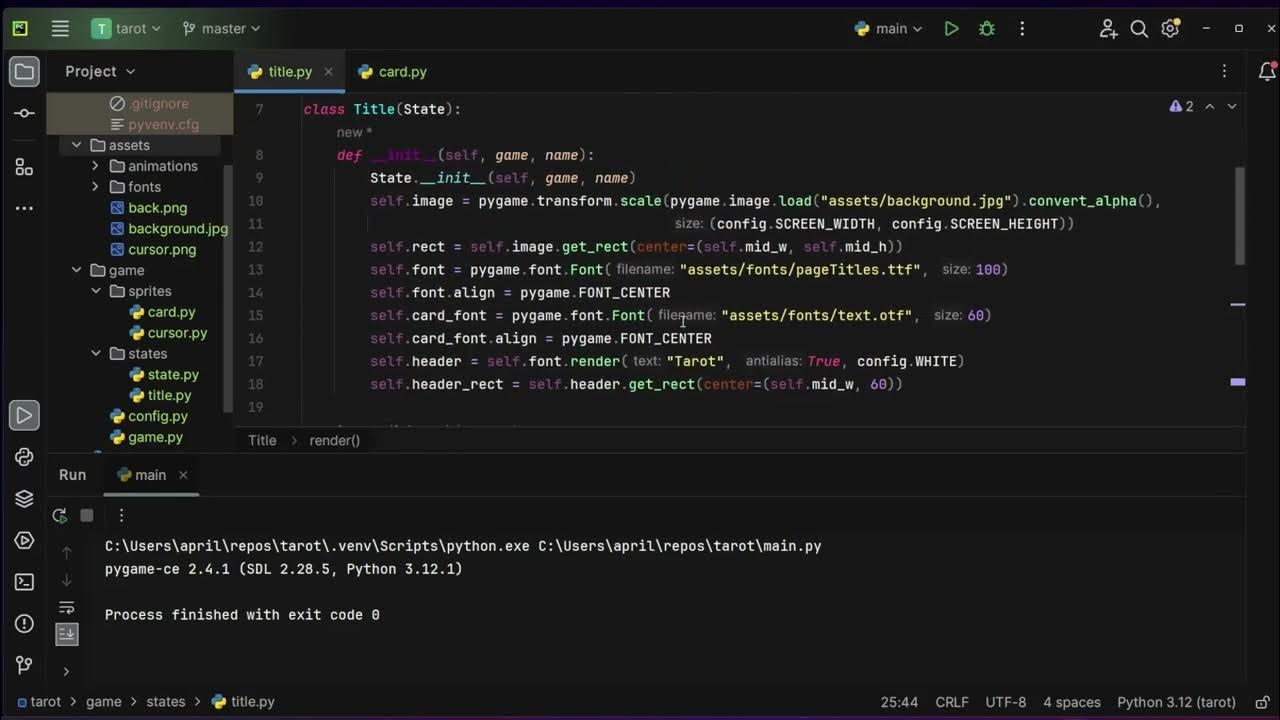 Pygame Tarot App Code Along 02 - Card Spin Animations - YouTube