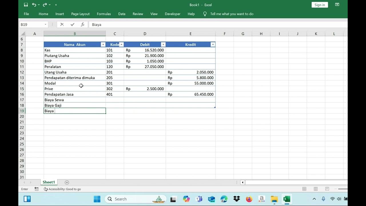 Belajar membuat neraca saldo excel Part 2 - YouTube