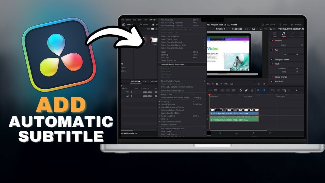 How To Add AUTOMATIC SUBTITLES In Davinci Resolve (Studio) in SECONDS! - YouTube
