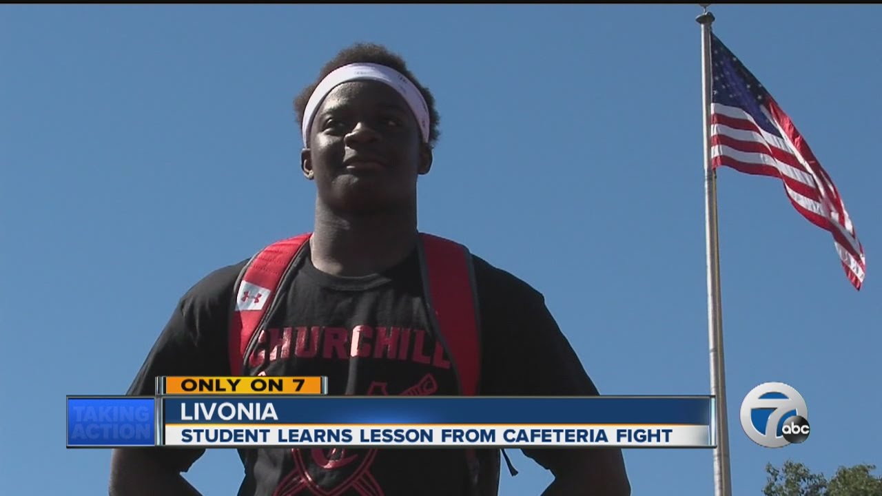 Student learns lesson from cafeteria fight - YouTube