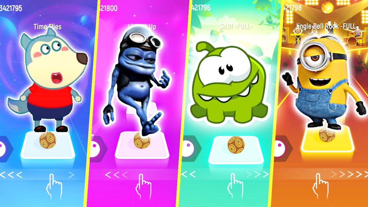 Wolfoo 🆚 Crazy Frog 🆚 Om Nom 🆚 Minion - Tiles Hop - YouTube