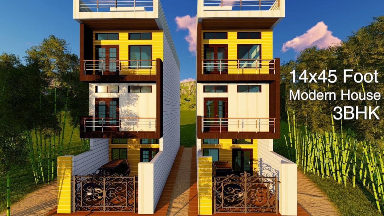 14x45 फ़ूट एरिया में बनाये खुला व हवादार घर। Building Most Beautiful ...