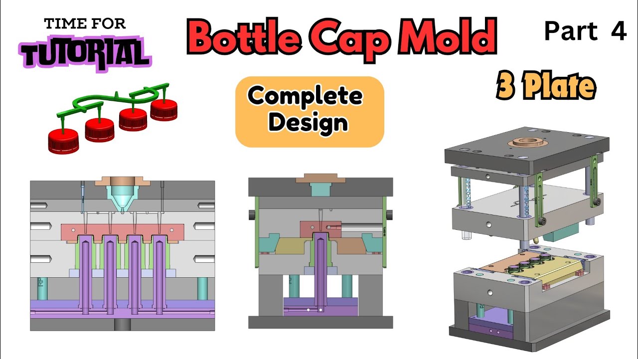 Three Plate Bottle Cap mold design in Solidworks - YouTube