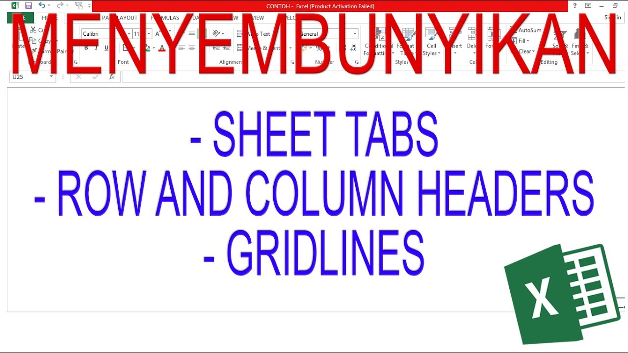 CARA MENYEMBUNYIKAN SHEET TABS - ROW AND COLUMN HEADERS - GRIDLINES PADA EXCEL | VIDEO TUTORIAL ...