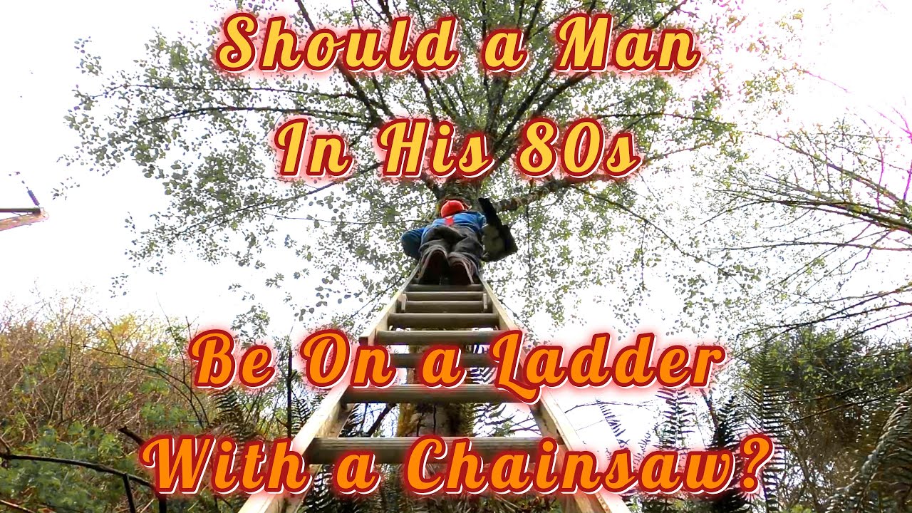 Should a Man In His 80s Be Up On a Ladder With a Chainsaw? - YouTube