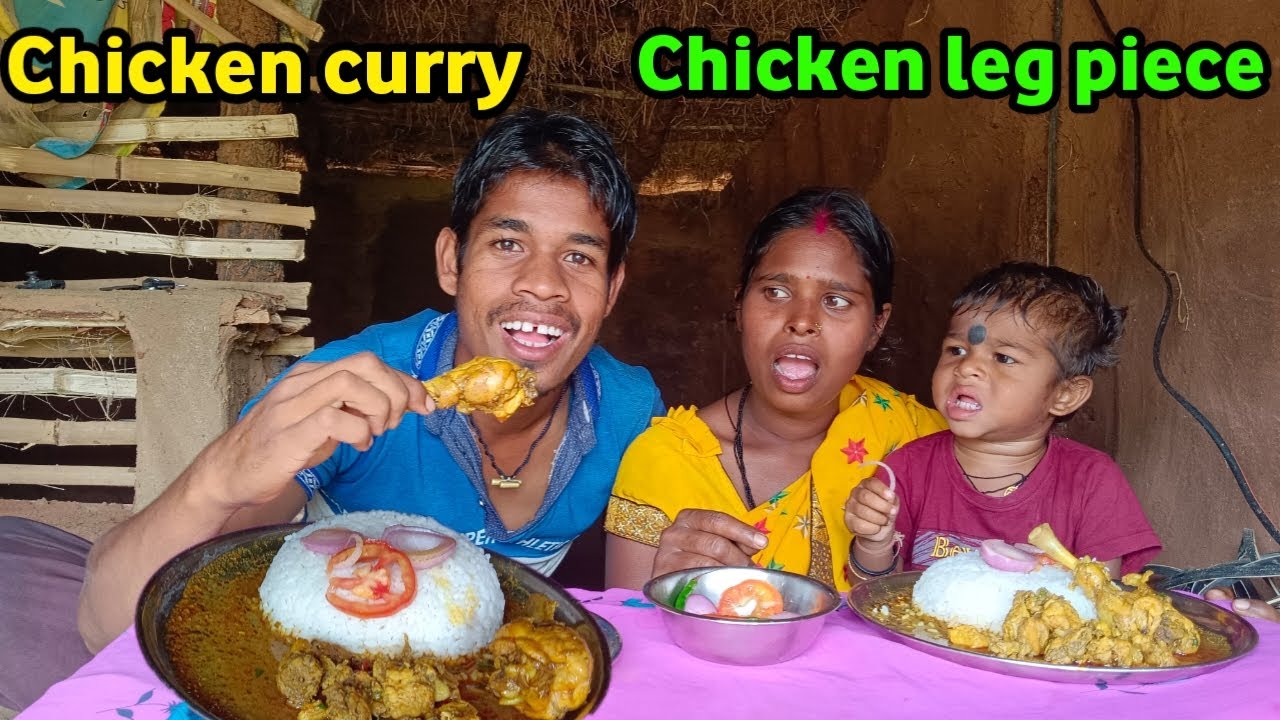 chicken curry recipe . chicken leg piece | rice eating & chicken curry ...