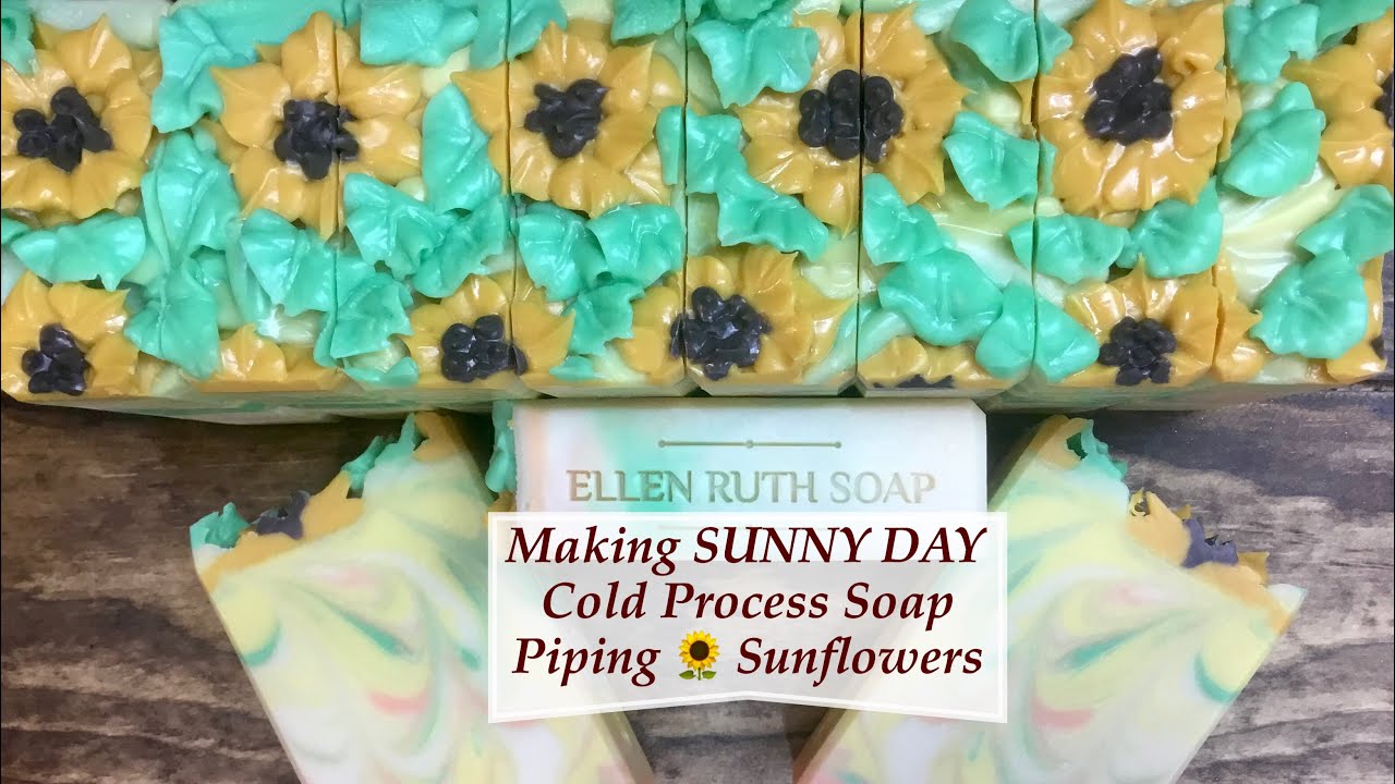 Making SUNNY DAY Aloe Vera Soap w/ Piped Sunflower🌻 tops | Ellen Ruth ...