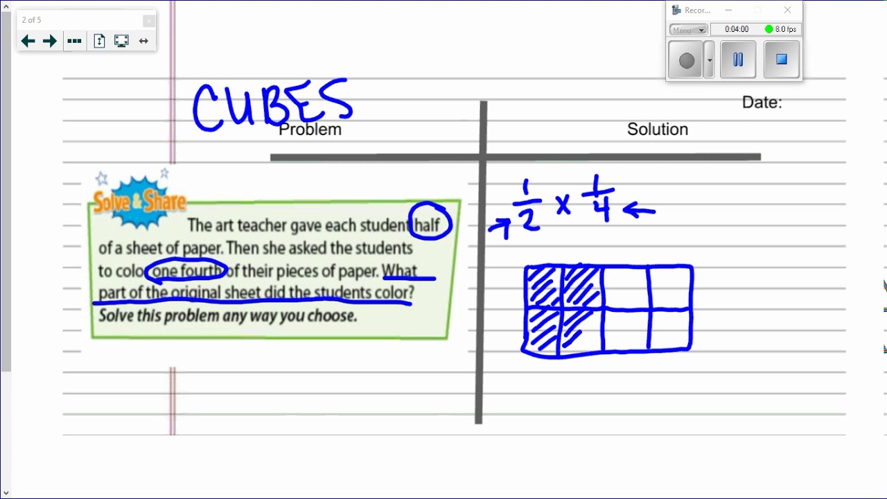 Lesson 8-4 Use Models to Multiply Two Fractions - YouTube