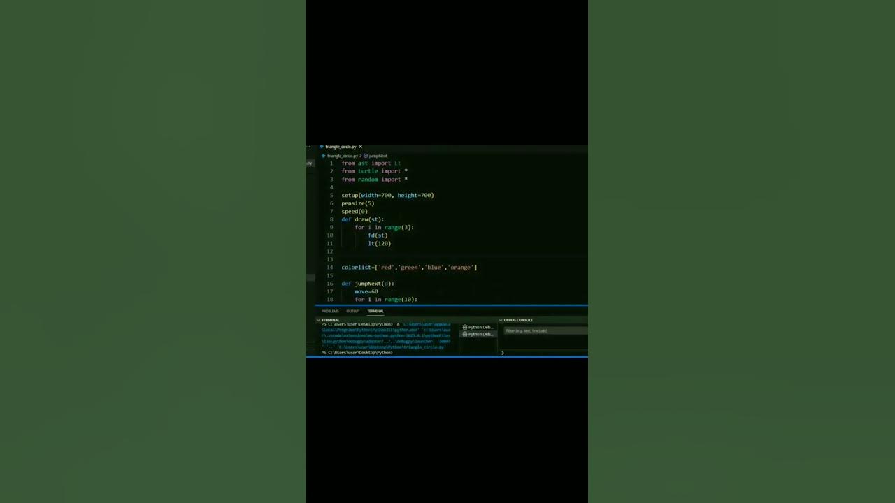 How To Create A Triangle Circle Using Python Code Youtube