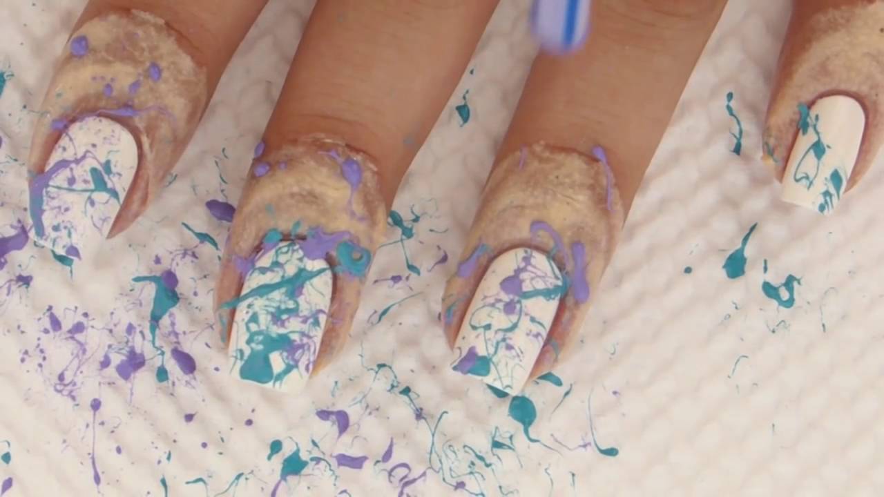 Easy Paint Splatter Nail Art Tutorial - YouTube