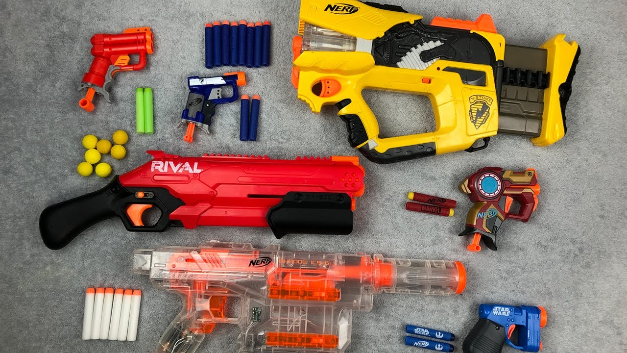 Nerf Blasters Toy Pistols Box of Toys Nerf Rival - YouTube