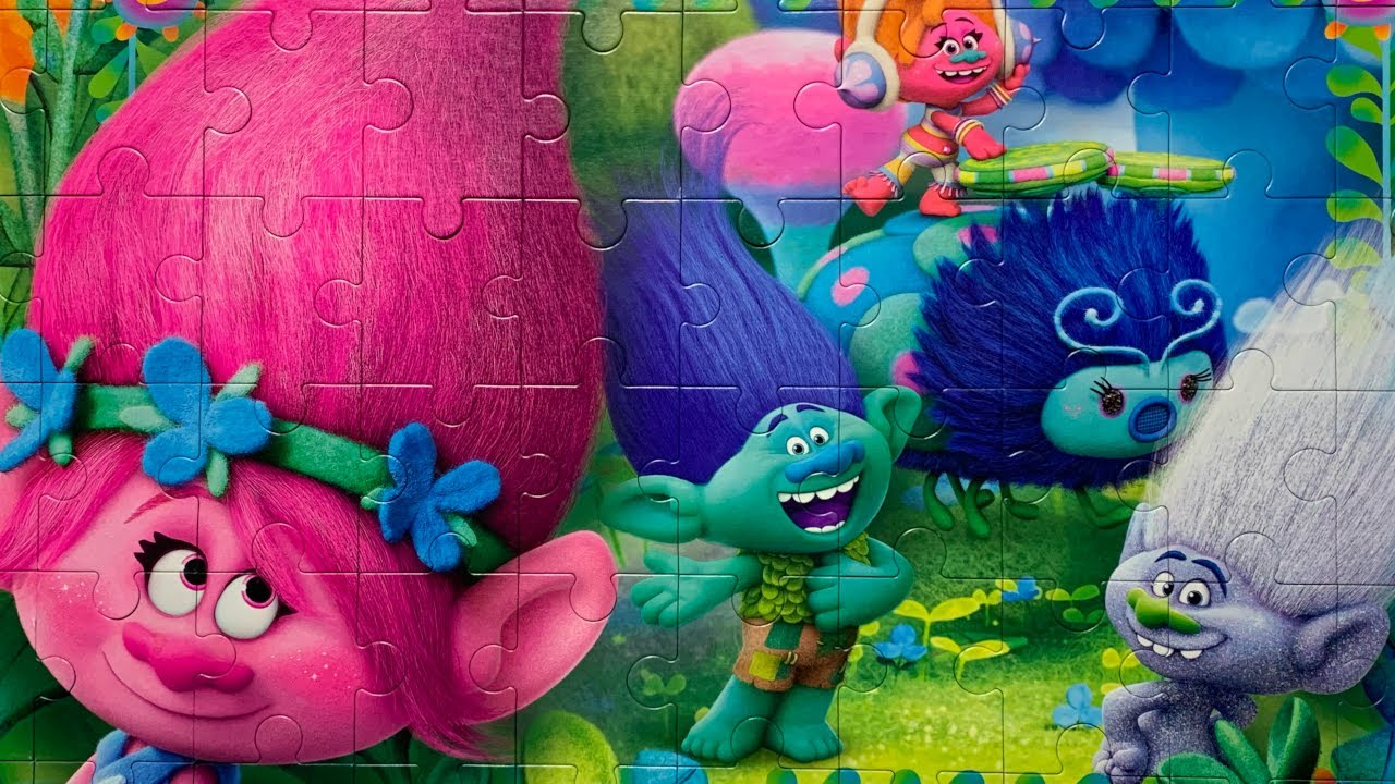 Trolls cartoon jigsaw puzzle 60 pieces for childrens - YouTube