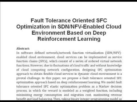 Fault Tolerance Oriented SFC Optimization in SDN NFV Enabled Cloud Environment Based on Deep ...