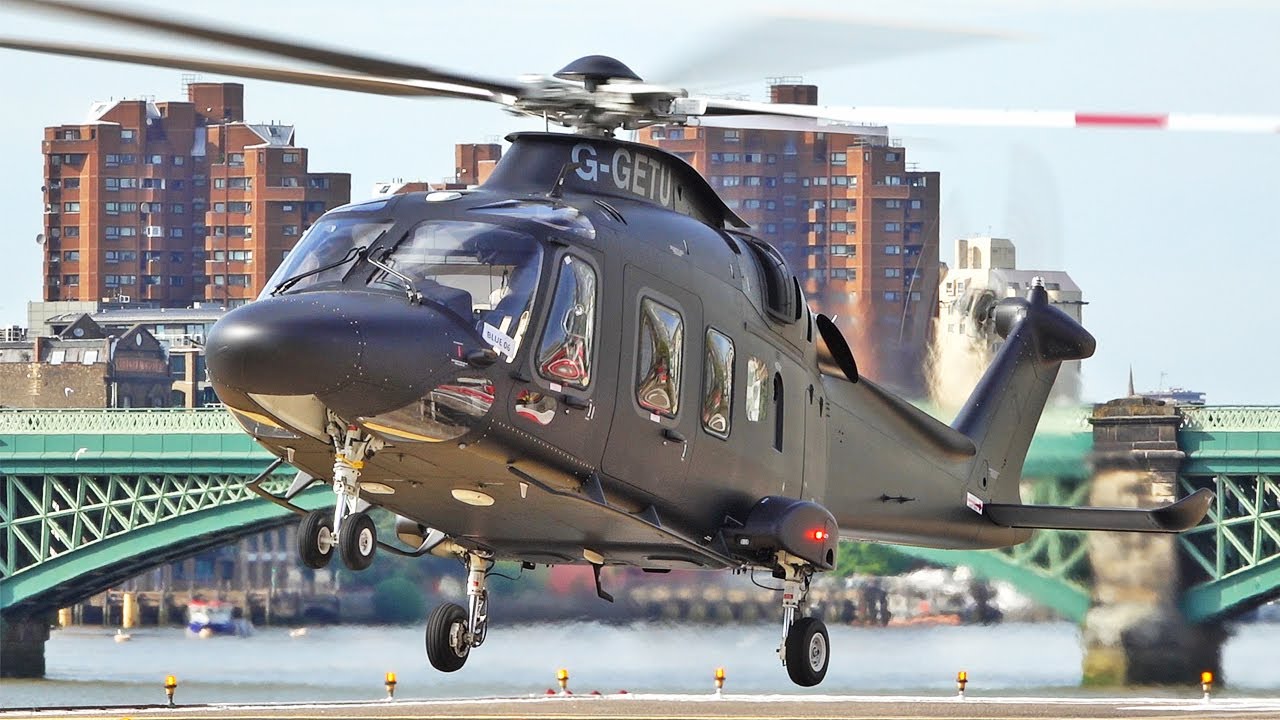 Luxurious Leonardo Agusta AW169 G-GETU | landing & take off at London ...