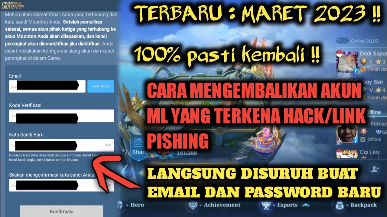 TERBARU | Cara mengembalikan akun ML yang di hack/pishing MARET 2023 ...