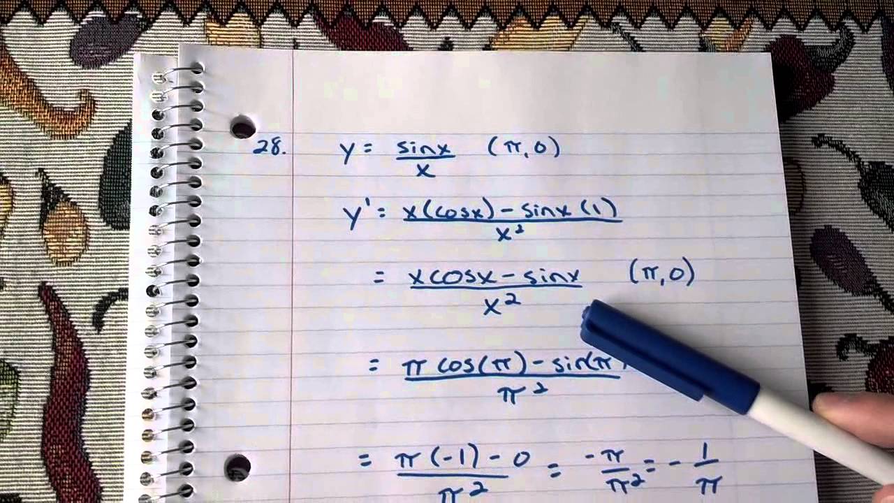 How To Find An Equation Of The Tangent Line To Y sinx x At pi 0