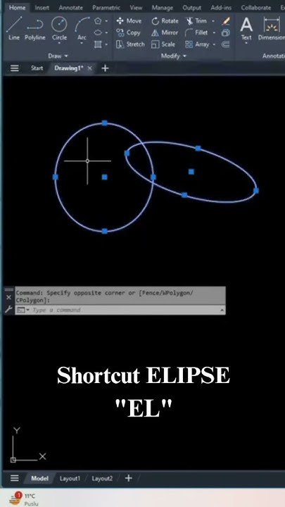 AutoCAD'de ELLIPSE Komutu Nasıl Kullanılır? 🚀 How to Use the EL Command in AutoCAD? #autocad ...