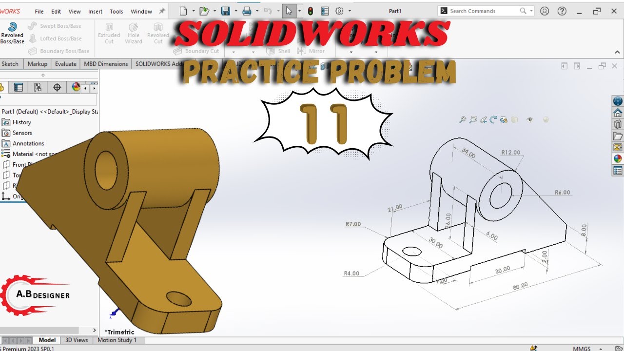 SolidWorks Beginner Practice Problem - 11 - YouTube