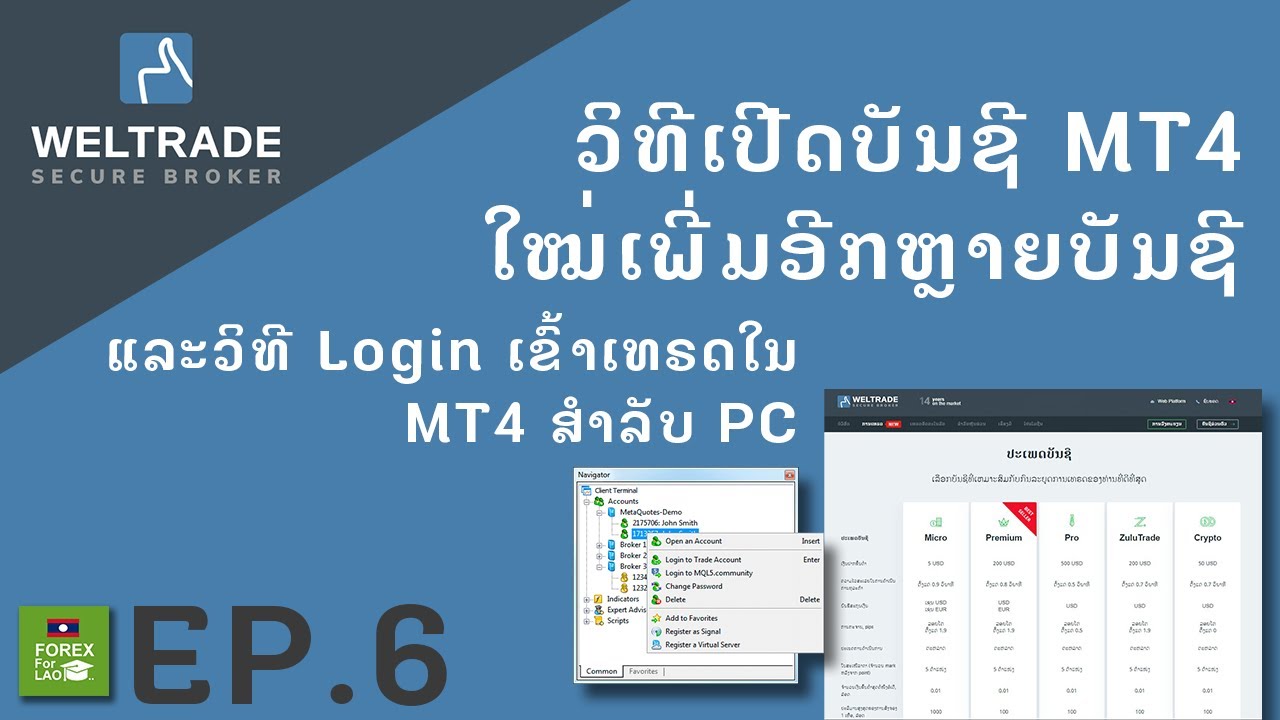 Weltrade Lao ຕອນທີ່ 6 | ວິທີເປີດບັນຊີ MT4 ໃໝ່ ເພີ່ມ ອີກຫຼາຍບັນຊີ ...