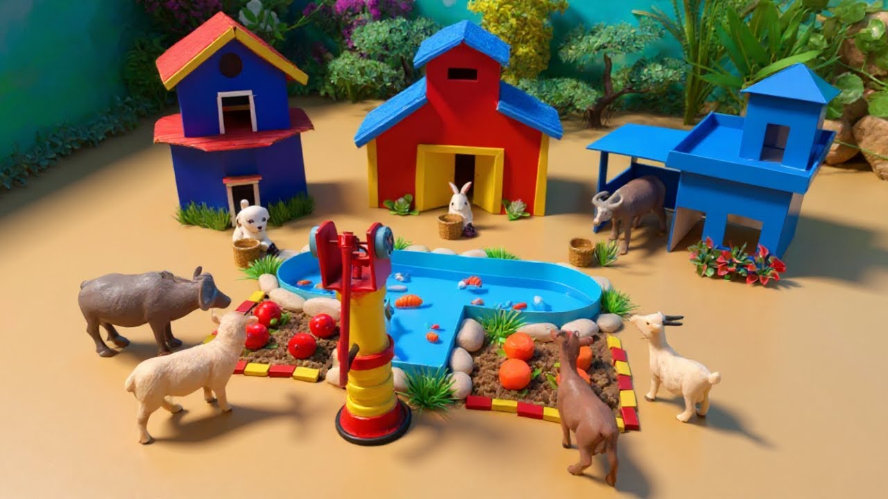 Farm Animal Play Set | Animal Diorama including Cows, Chickens, Dogs ...
