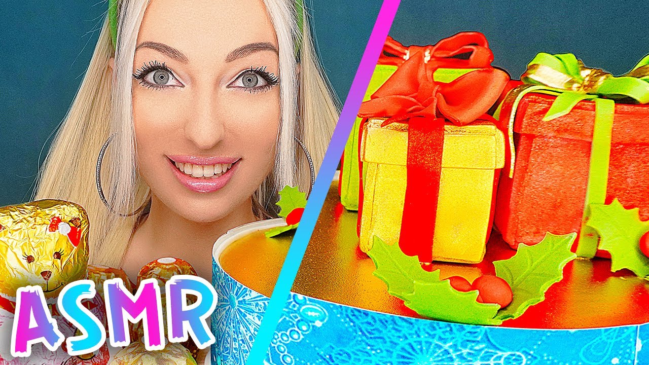 ASMR CHRISTMAS TREATS, GOLD FOOD, CHOCOLATE, CAKE, DESSERT, 크리스마스, 디저트 ...