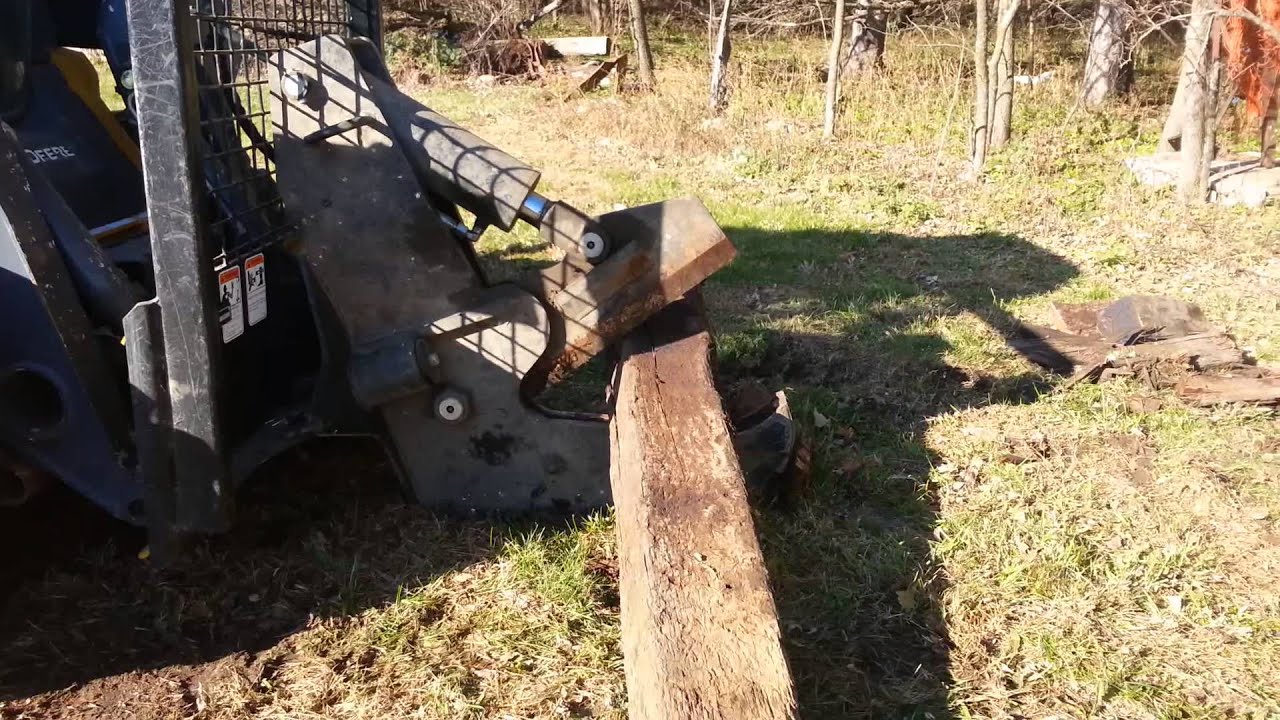 Quick attach tree shear vs. RR tie - YouTube