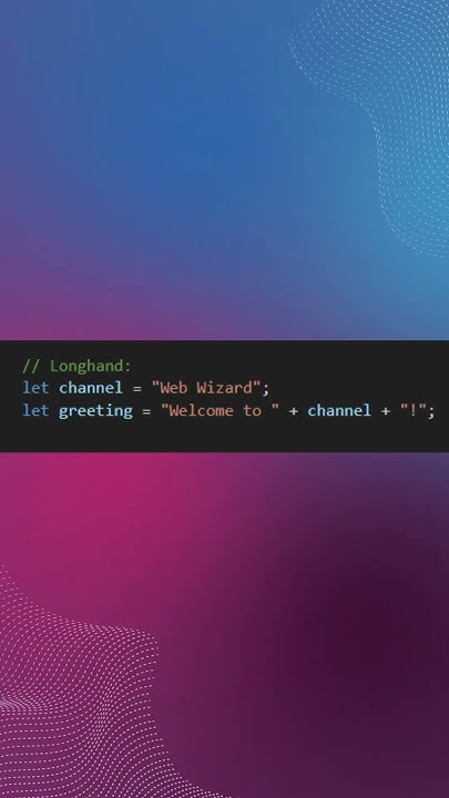 Javascript Shortcuts Template Literals Youtube
