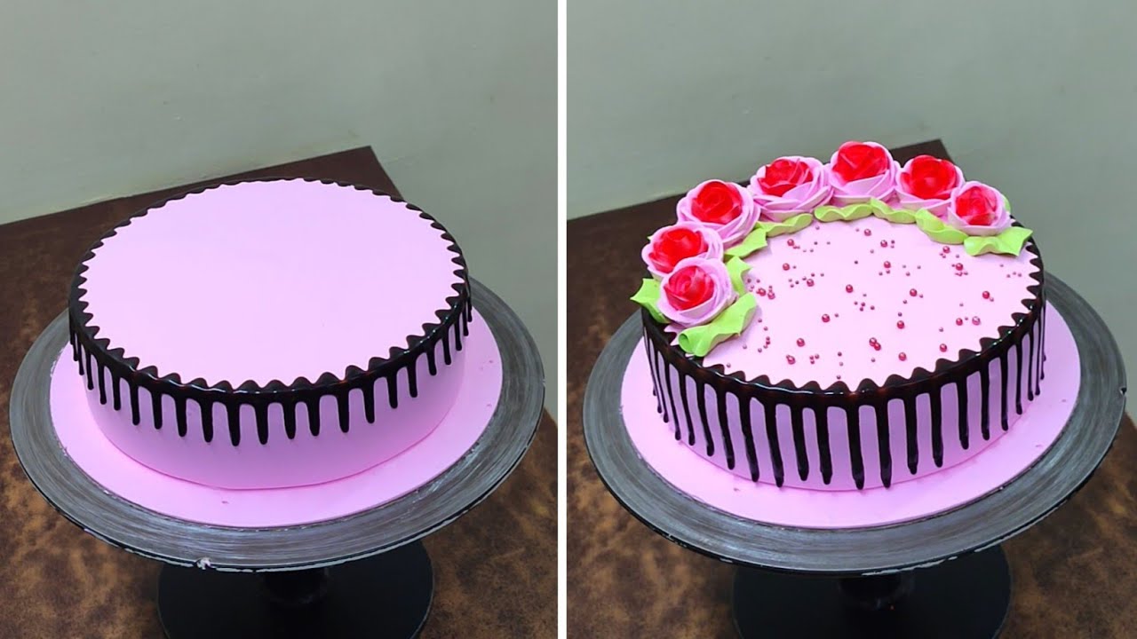 Pink Black Chocolate Cake Design | Chocolate Cake Design | Yummy ...