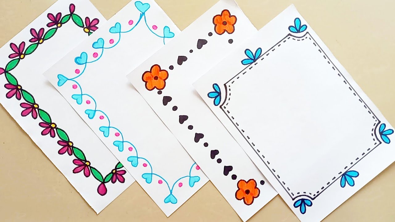 4 Quick and easy design borders for project work | Simple project work ...