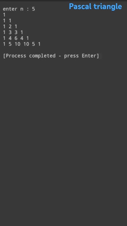 pascal triangle 📐📐 on c++programming #coding #c++ - YouTube