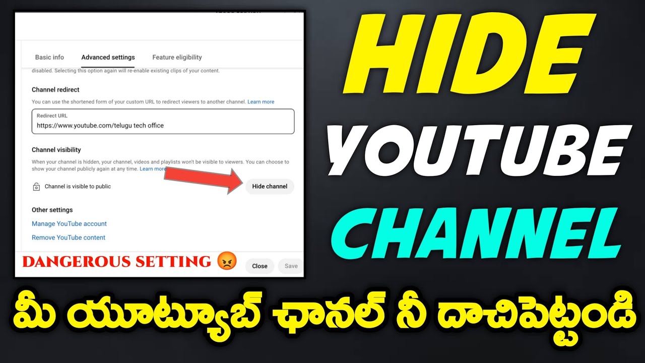 How To Hide YouTube Channel In Telugu | A dangerous setting on YouTube ...