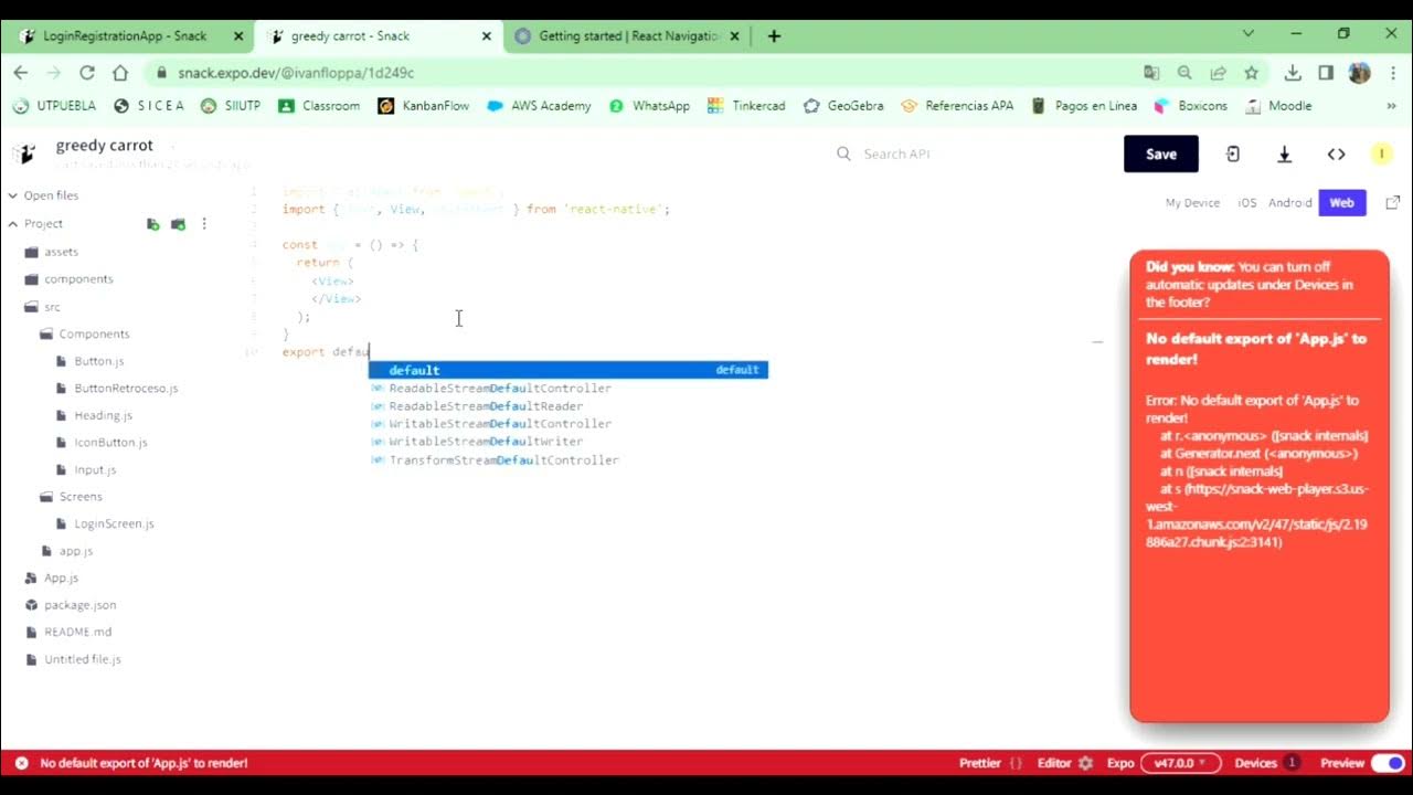 CRUD en Expo.dev - Parte 2 (implementando Stack Navigator) - YouTube