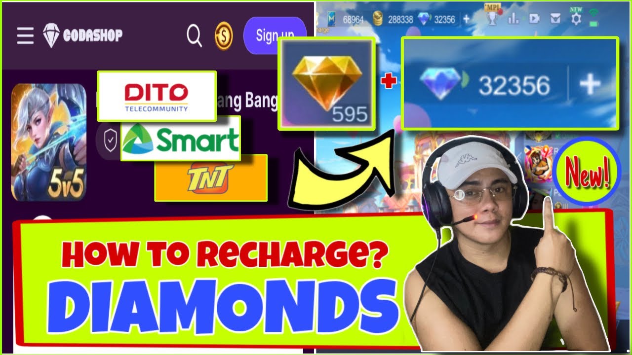 PAANO MAG RECHARGE NG DIAMONDS SA ML GAMIT ANG LOAD | STEP BY STEP ...