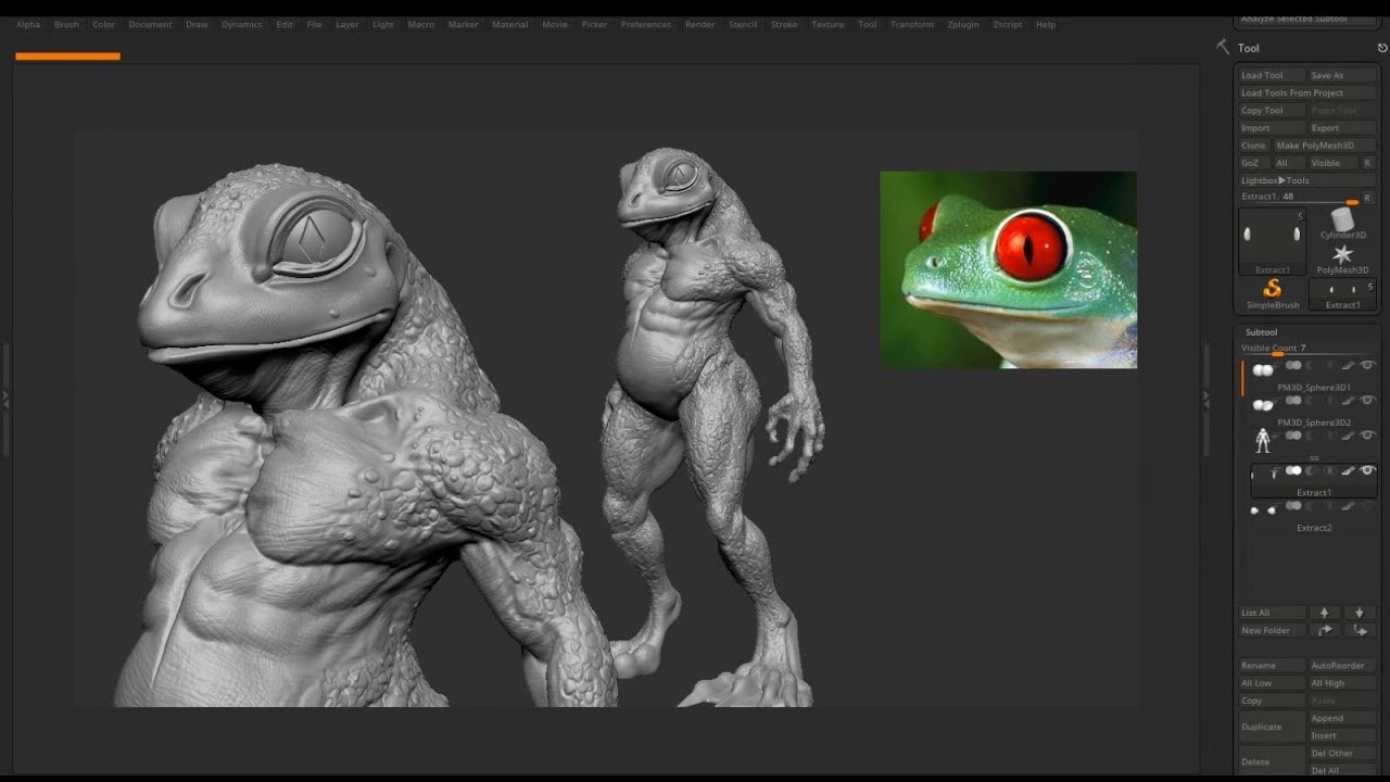 Sculpting ZBrush Detalization Frog Man 07 - YouTube