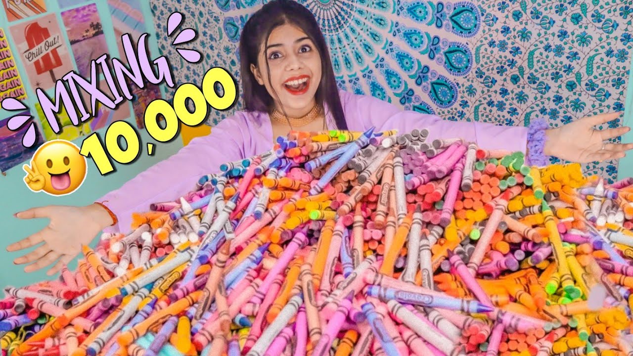 Mixing Together ALL My 10,000 Crayons into Giant Crayons! *insane ...