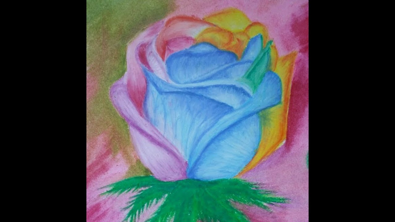How to draw a colorfull rose with oil pastel with step by step - YouTube