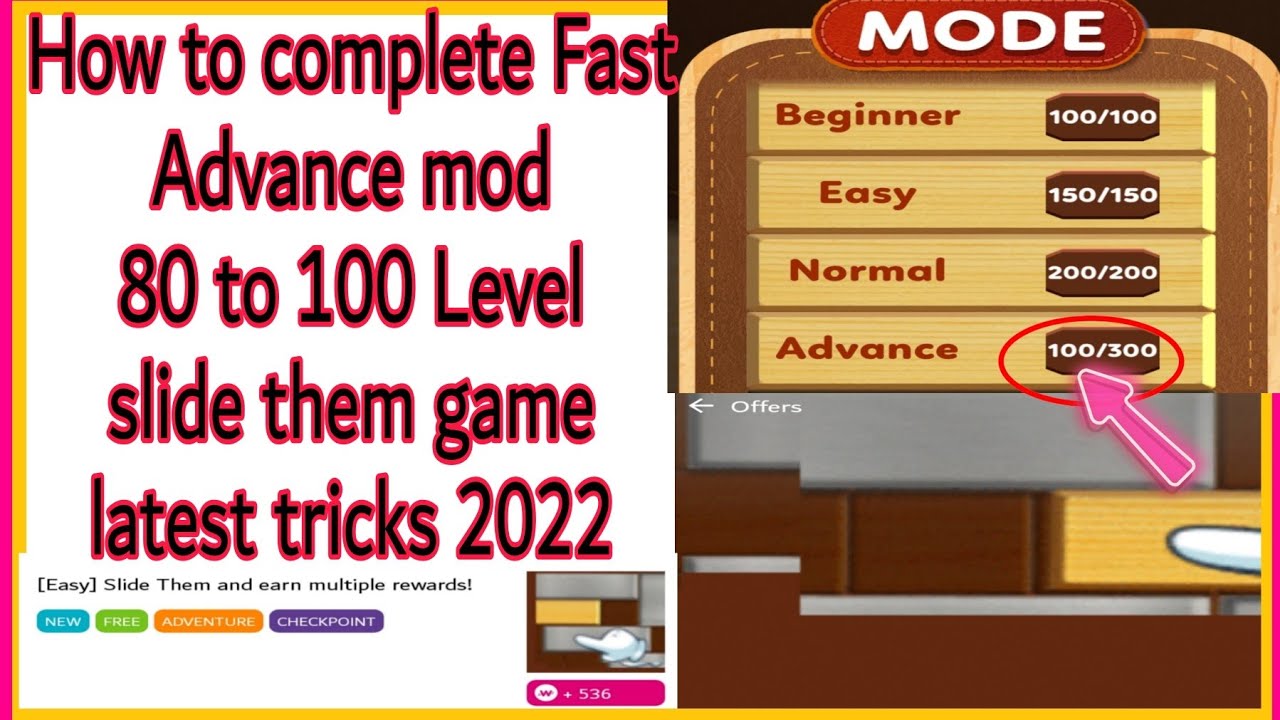 How to complete Fast Advance mod 100 Level slide them game latest ...