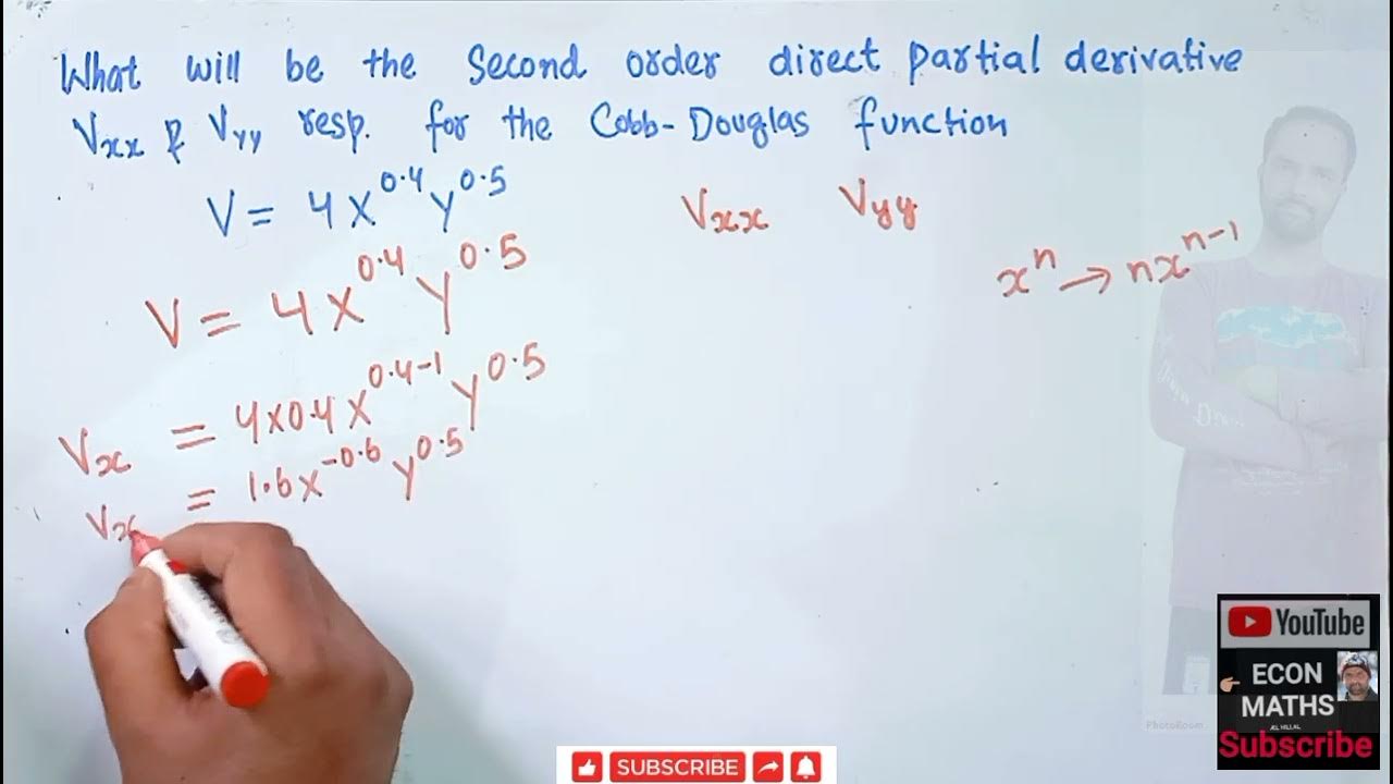 second order direct partial derivative of a cobb Douglas function - YouTube