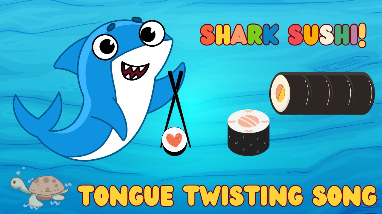 Tongue Twister Kids Song | Shark Sushi Cartoon Video | Sing Along ...
