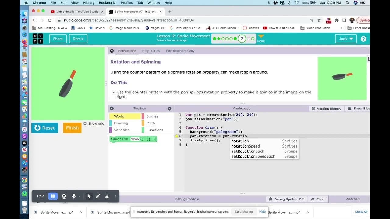 Code org Lesson 12 Level 7 Unit 3 Discoveries - YouTube