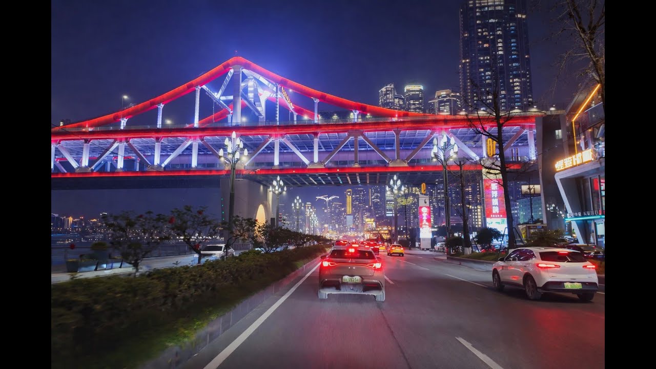 4k driving/night drive along Jialing river in the world's largest city ...