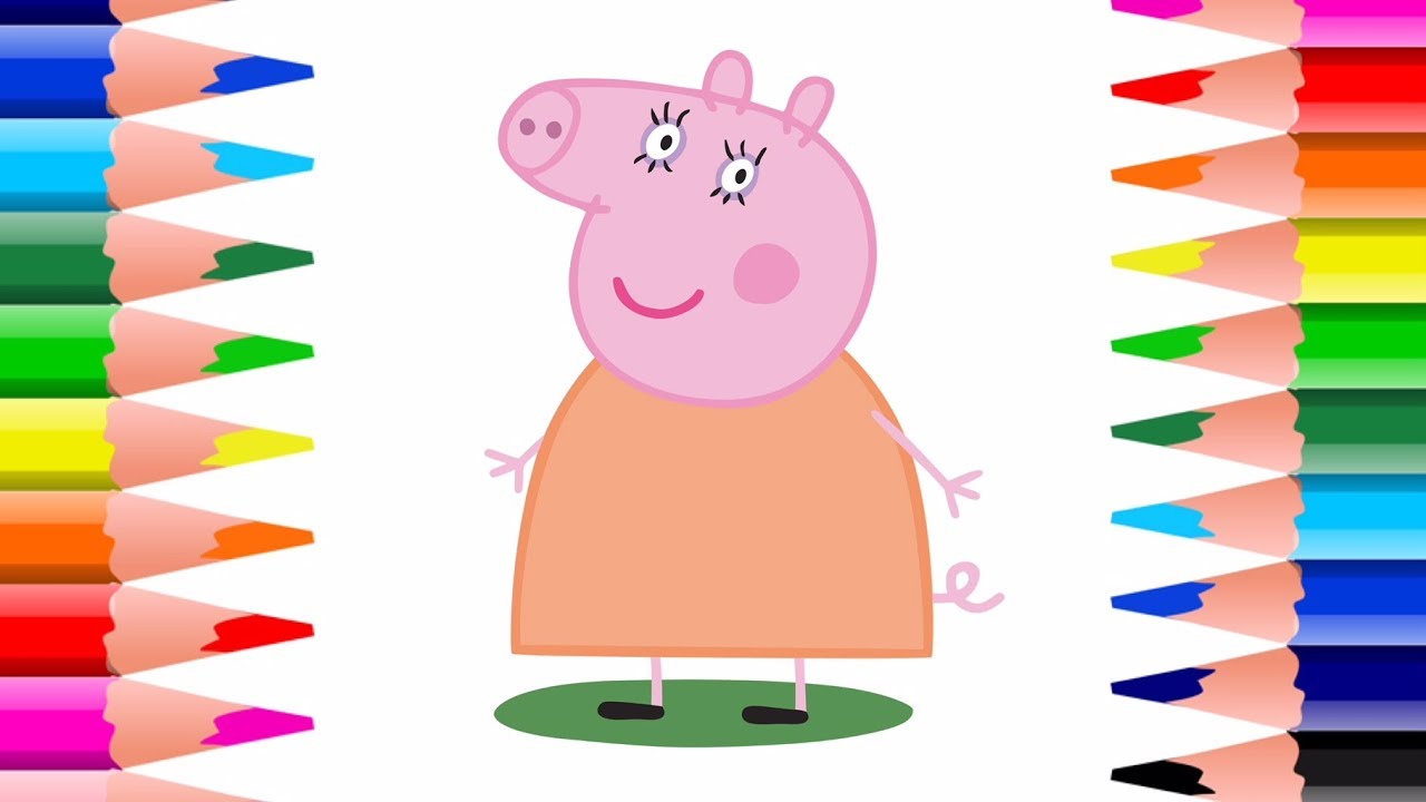 Peppa Pig! How To Draw Mommy Pig! Kids Easy Kids Arts and Crafts Peppa ...