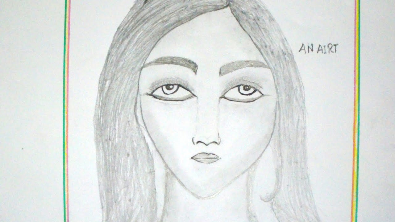 A beautiful girls drawing.How to easy art beautiful girls. - YouTube