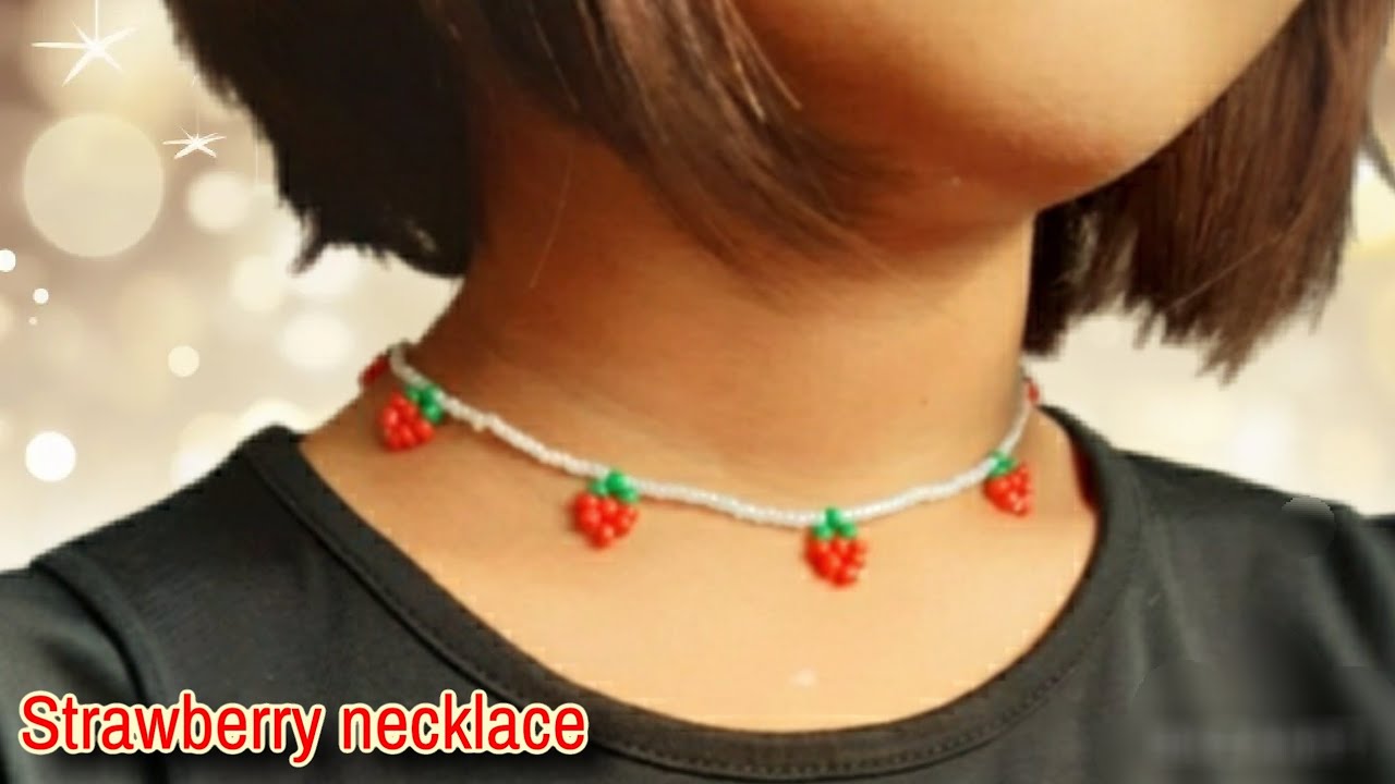 Easy to make beaded strawberry necklace. Super Cute 🍓 - YouTube
