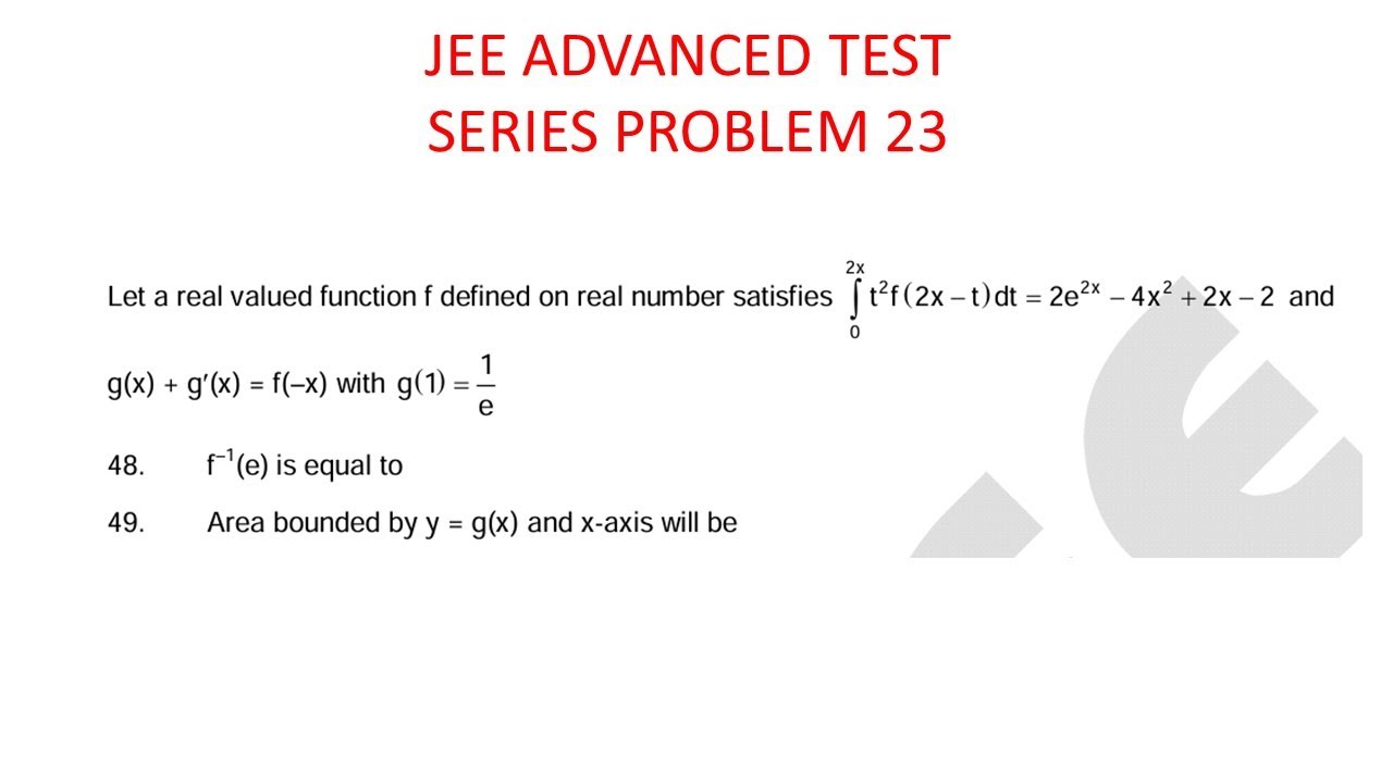 JEE ADVANCED TEST SERIES PROBLEM-23 - YouTube
