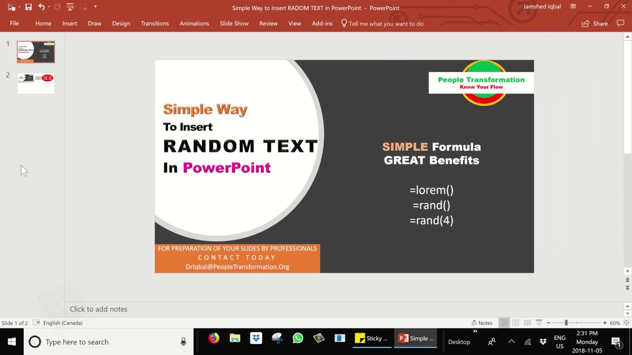 Simple Way To Insert RANDAM TEXT In PowerPoint YouTube Simple Way To Insert RANDAM TEXT In PowerPoint YouTube